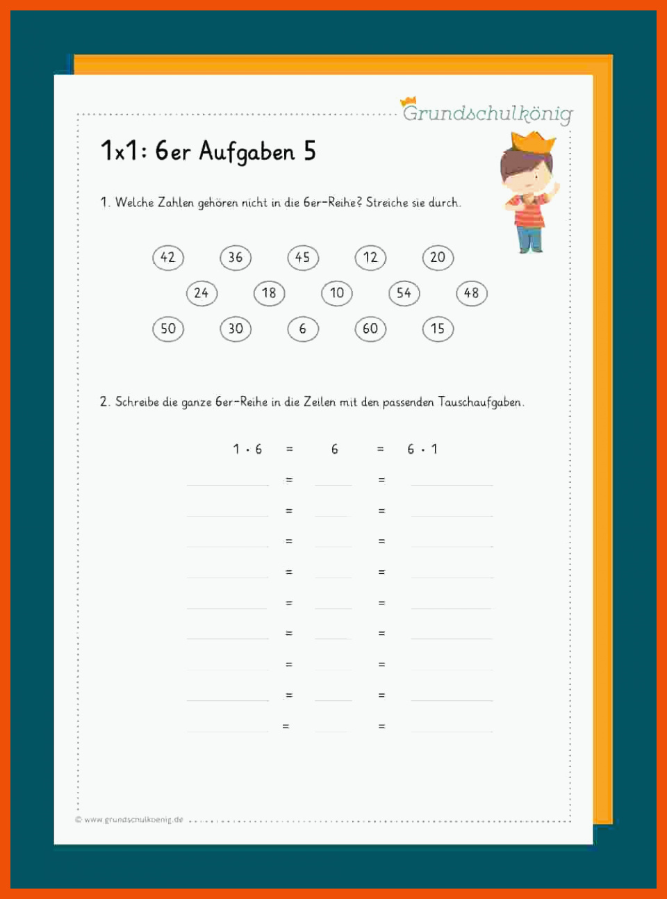 6er Reihe Arbeitsblatt - Mathe Arbeitsblätter