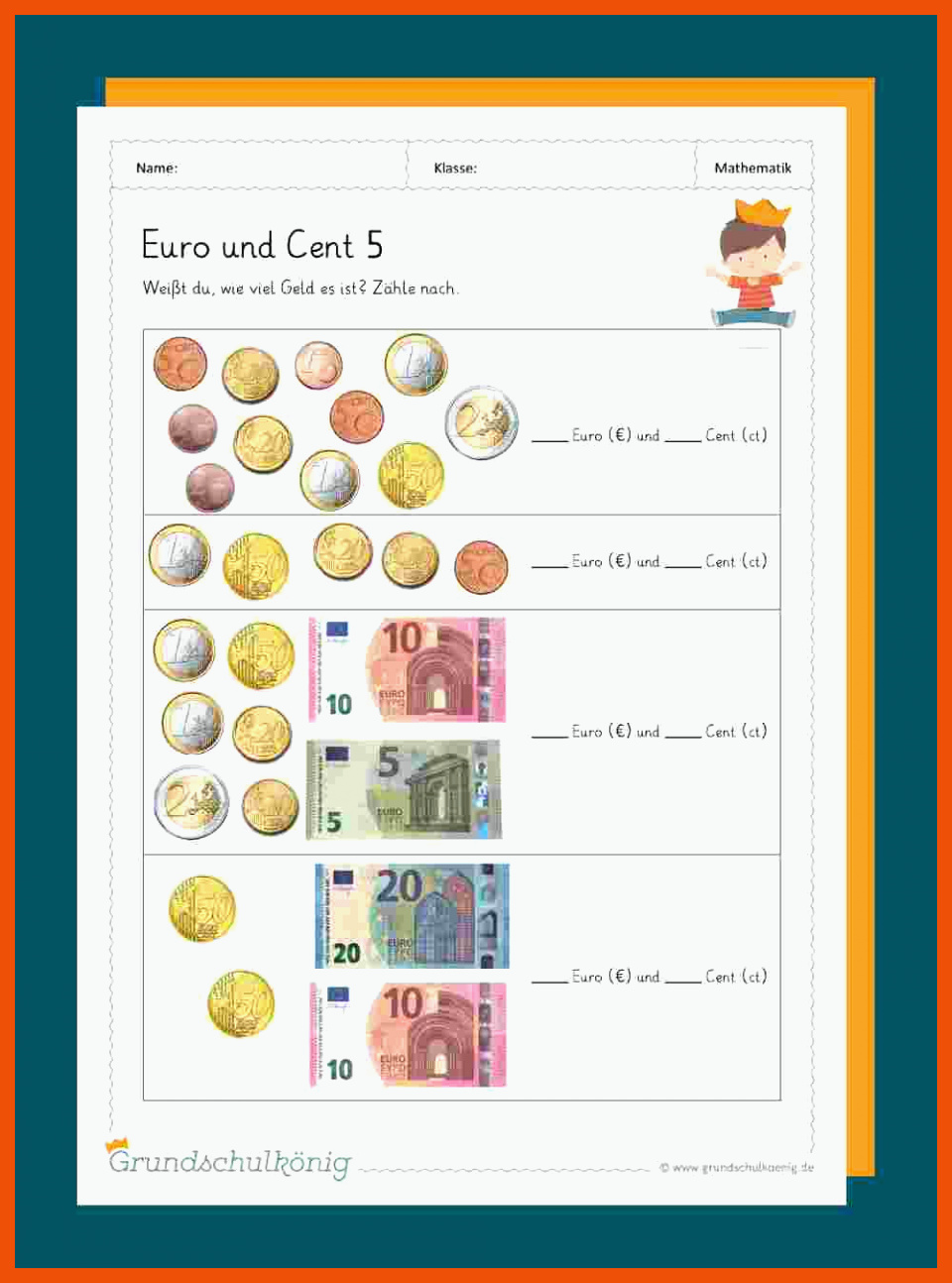 übungsblätter Rechnen Mit Geld 2 Klasse Arbeitsblätter Kostenlos ...