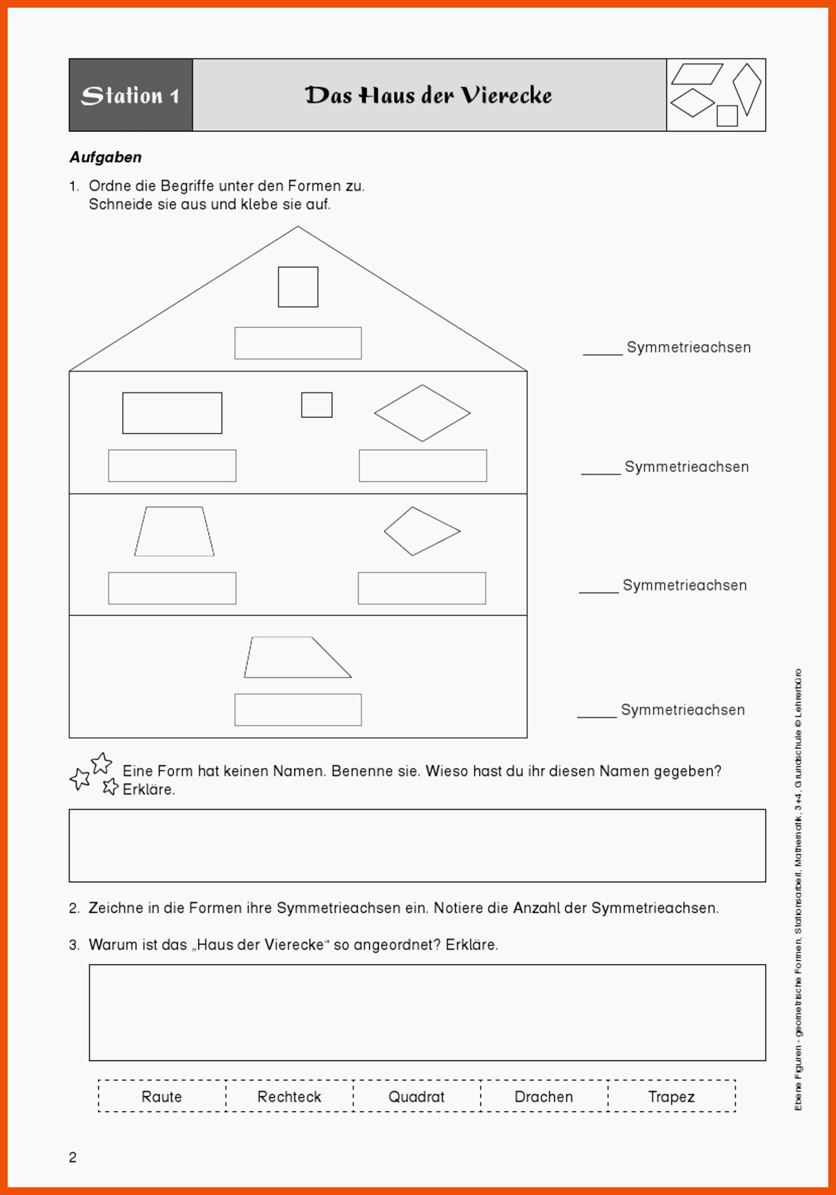 10 Ebene Figuren Grundschule Arbeitsblätter - Mathe Arbeitsblätter