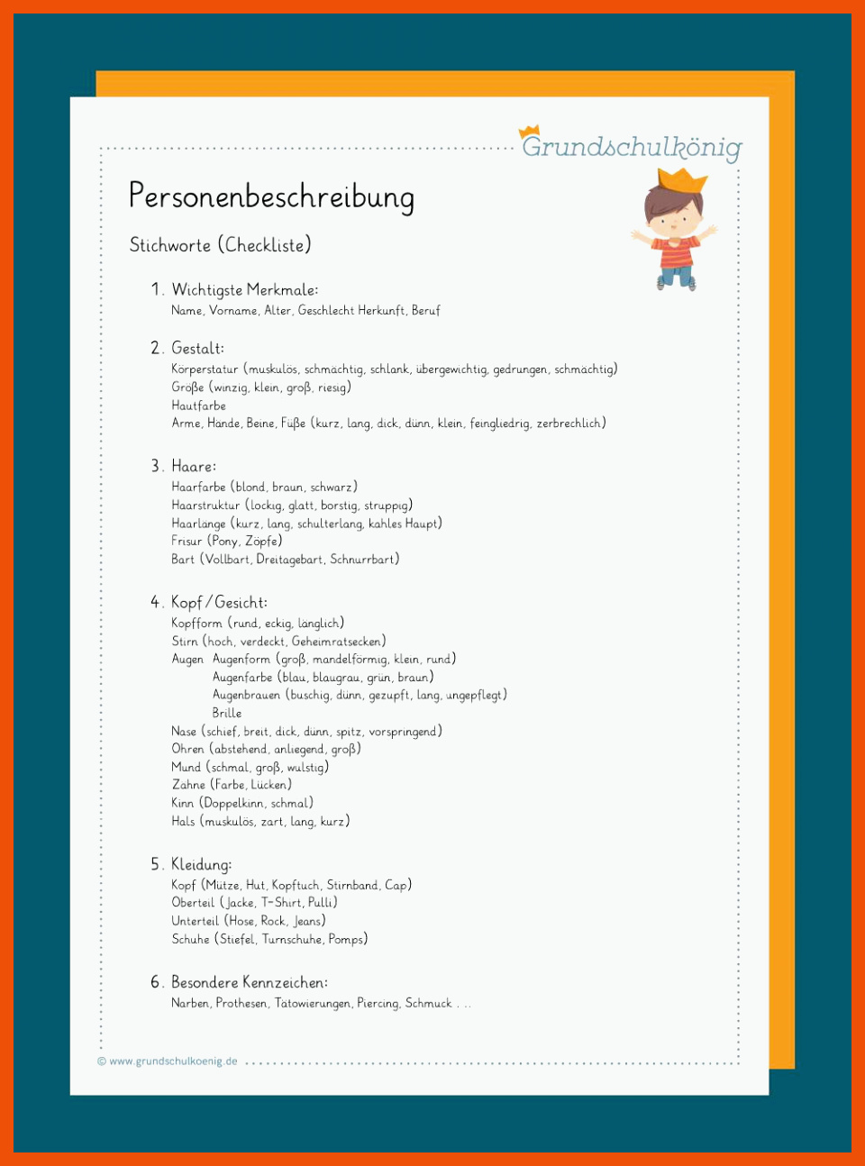 Personenbeschreibung Arbeitsblatt Mit Lsungen