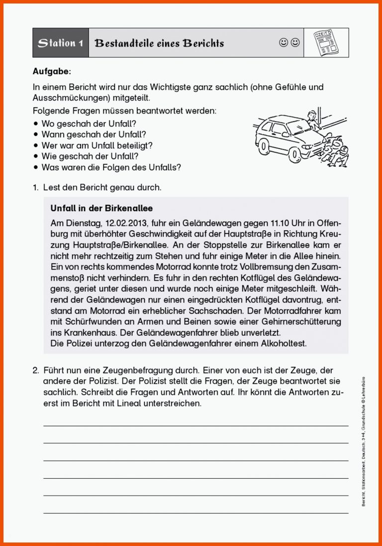 7 Bericht Schreiben Klasse 6 Arbeitsbl tter Allgemeine Arbeitsbl tter